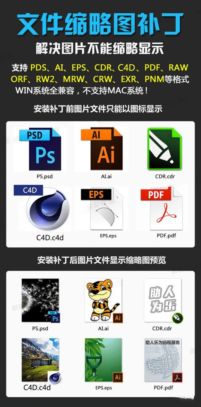 万能缩略图补丁工具，支持PSD/AI/PDF/CDR/MP4等格式_琦美素材库，让您的设计少走弯路~