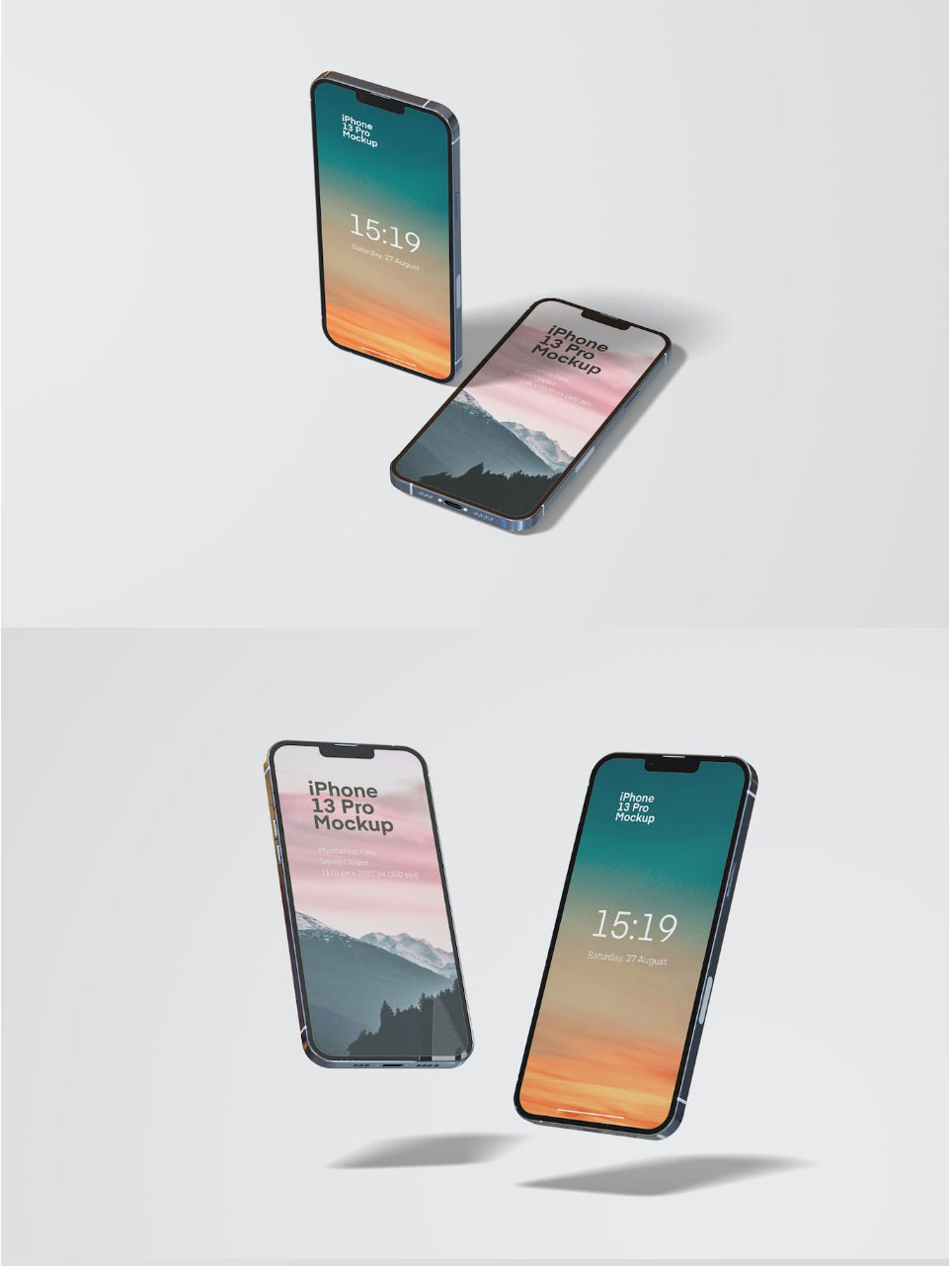 多角度高品质的iPhone 13 Pro APP UI样机展示模型mockups素材PSD源文件_琦美素材库，让您的设计少走弯路~