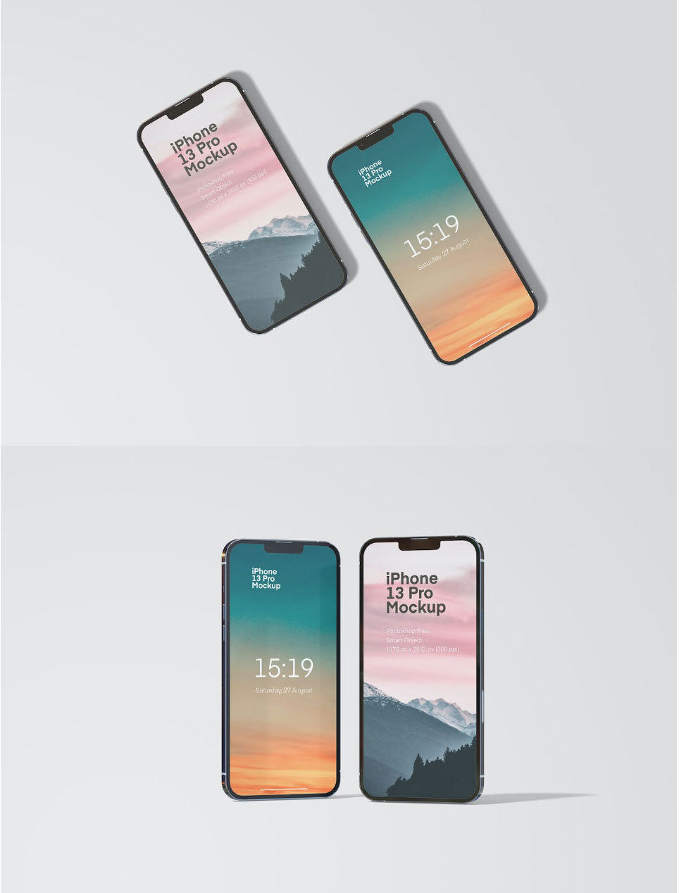 多角度高品质的iPhone 13 Pro APP UI样机展示模型mockups素材PSD源文件_琦美素材库，让您的设计少走弯路~